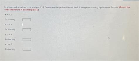 Solved In A Binomial Situation N And P Determine Chegg