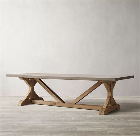 Salvaged Wood And Concrete X Base Dining Table Rh Restoration