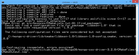 Problem With Libbson Version For Mongocxx Driver Windows Os Stack Overflow