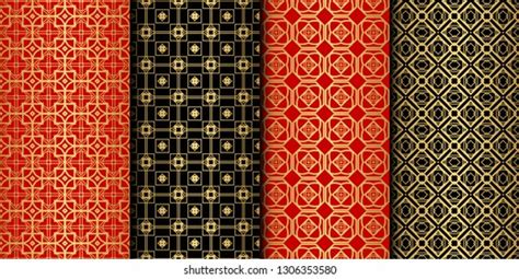 Set Seamless Texture Geometric Ornament Vector Stock Vector Royalty