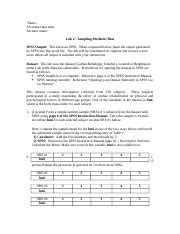 Lab Sampling Methods And Bias Final Docx Name TA Name Class Time Lecturer Name Lab