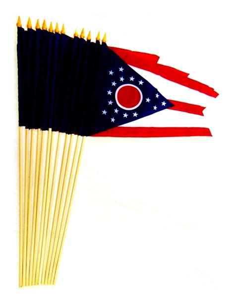 Ohio 12 X 18 Miniature Stick Flags Ohio State Flag