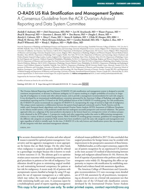 Solution O Rads Us Risk Stratification And Management System A Consensus Guideline From The Acr