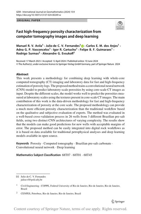 Fast High Frequency Porosity Characterization From Computer Tomography