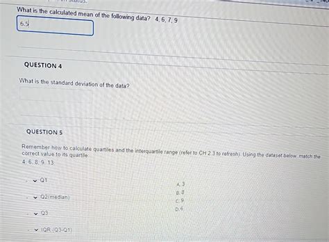 solved find the standard deviation and the q1 q2 q3 and iqr