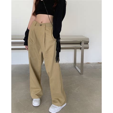 온유니크 일자바지 핀턱 면바지 통바지 슬랙스 기본 베이직 와이드핏 베이지 블랙 교복룩 꾸안꾸 와이드팬츠 앞주름 바지 9713