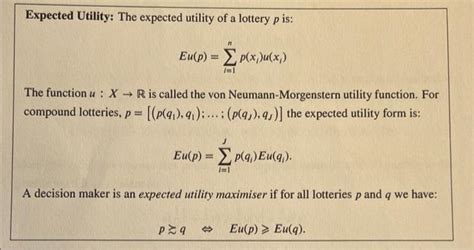expected utility the expected utility of a lottery p