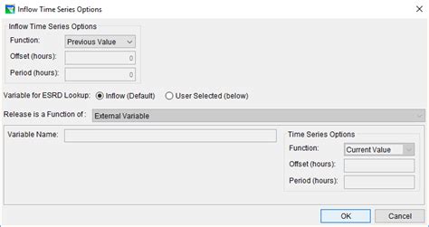 Inflow Time Series Options