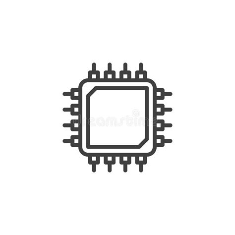 Cpu Microprocessor Microchip Circuit Board Flat Icon Symbol With