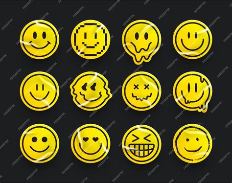 Набор стикеров smile emojies круглая улыбка формы стикеров для ...