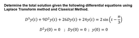 Solved Determine The Total Solution Given The Following Chegg
