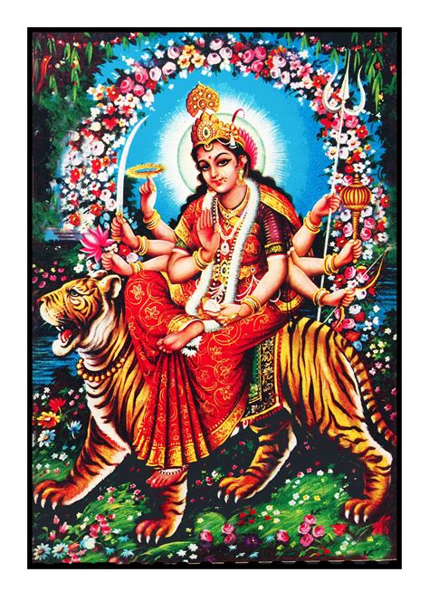 Traditional Indian Art Goddess Durga Art Poster Print T Altar