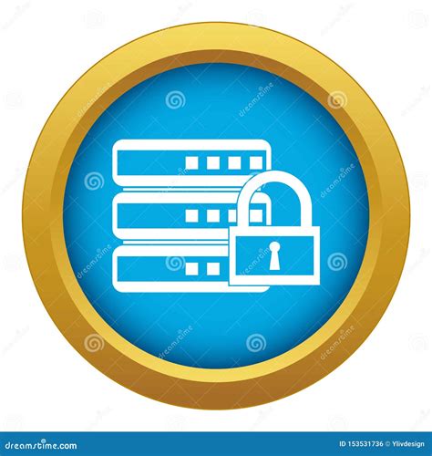 Database With Padlock Icon Blue Vector Isolated Stock Vector