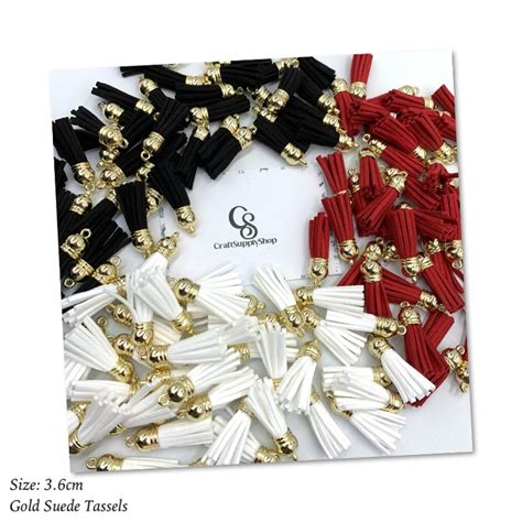 3 6cm Suede Gold Cap Tassels Craftsupplyhq