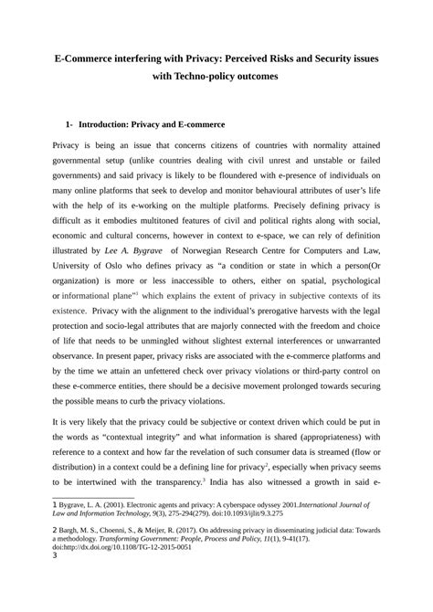 Pdf E Commerce Interfering With Privacy Perceived Risks And Security Issues With Techno
