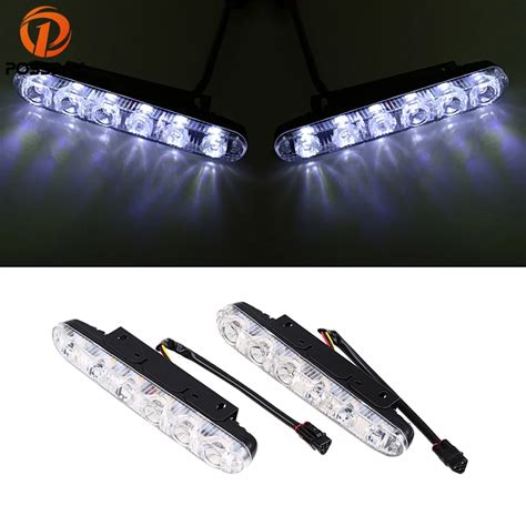 POSSBAY 12 15V 6 LED Daytime Running Light Waterproof Universal DRL Kit Day Light Auto Driving