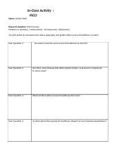 In Class Assignment Docx In Class Activity PICO Name Aashna Shah Research Question PICO