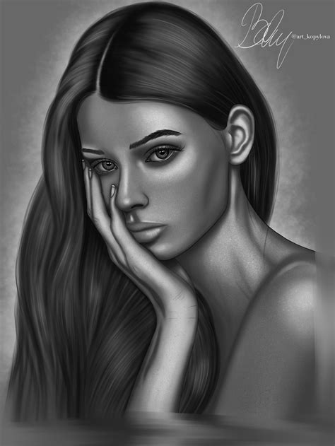 Иллюстрация Черно белые портреты в стиле реализм