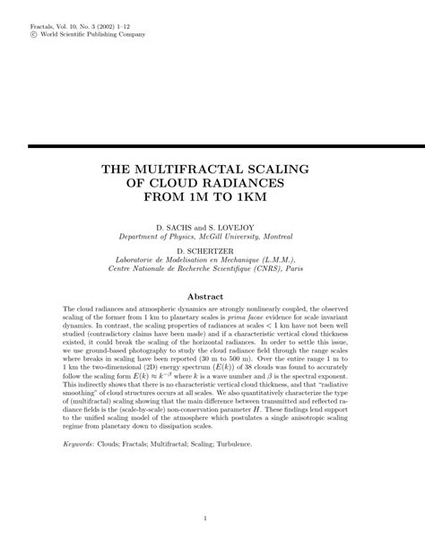 Pdf The Multifractal Scaling Of Cloud Radiances From 1m To 1km