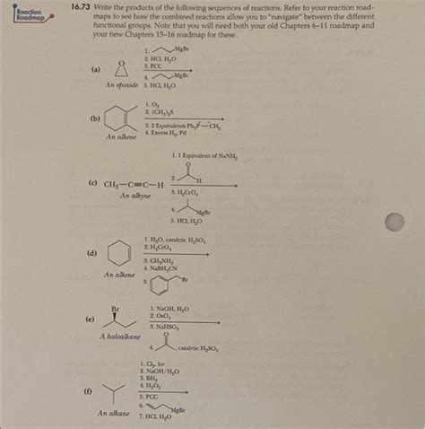 solved reaction roadmap 16 73 write the products of the
