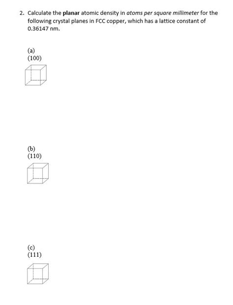 Solved Calculate The Planar Atomic Density In Atoms Per Chegg