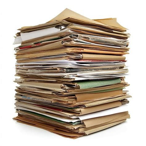 Stack Of Old File Isolated On White Background Premium Ai Generated Image