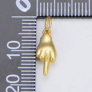 K Dainty Middle Finger Charm K Gold Filled Hand Gesture Charm Fuck Pendant Charm For