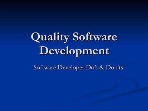 quality software development ppt