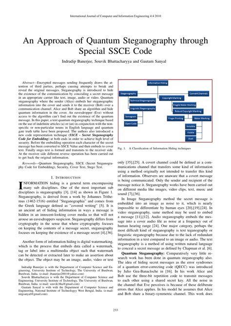 Pdf An Approach Of Quantum Steganography Through Special Ssce Code