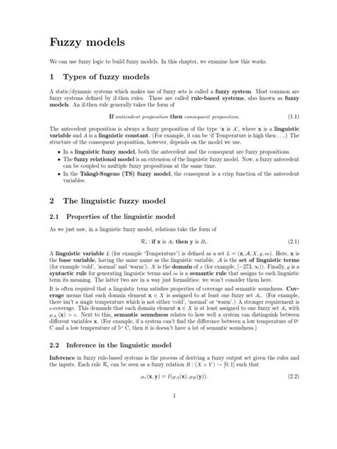 1 Types Of Fuzzy Models Pdf Fuzzy Logic Formalism Deductive