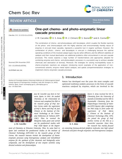 Pdf One Pot Chemo And Photo Enzymatic Linear Cascade Processes
