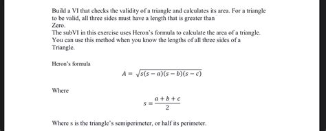 Solved Build A Vi That Checks The Validity Of A Triangle And