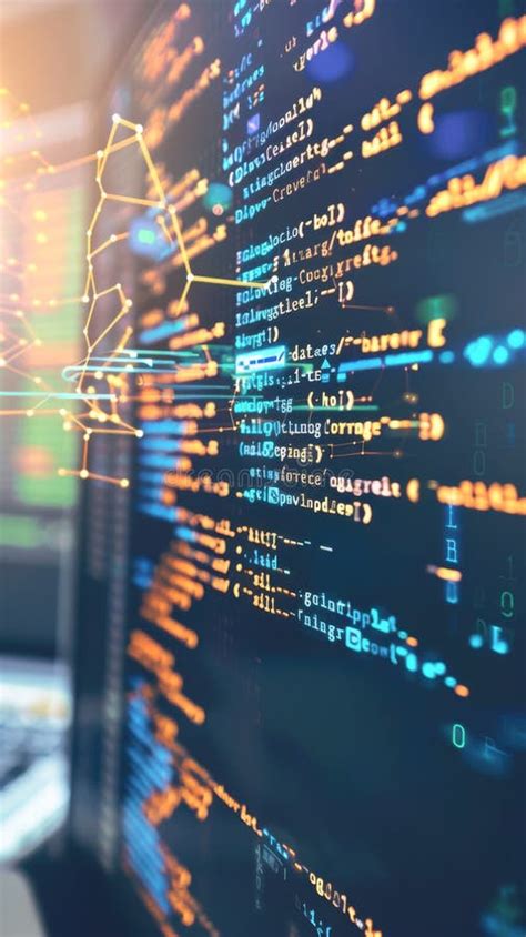 A Computer Monitor Displays A Colorful Display Of Code Stock Illustration Illustration Of