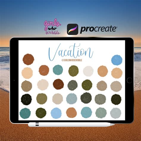 Procreate Vacation Color Palette Procreate Beach Palette Beach Color Swatches Procreate