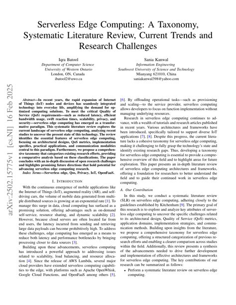 Pdf Serverless Edge Computing A Taxonomy Systematic Literature