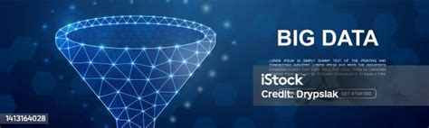 깔때기 머리 승진 기치를 위한 3d 낮은 폴리 상징 데이터 필터 디자인 그림 개념 수평 다각형 빅데이터 포스터 그림 개발에 대한 스톡 벡터 아트 및 기타 이미지 Istock