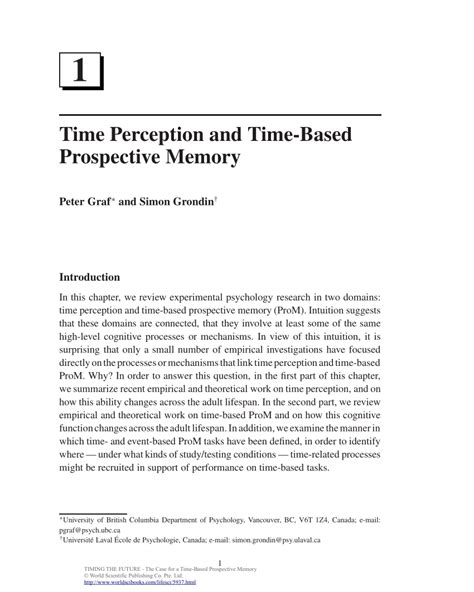 Pdf Time Perception And Time Based Prospective Memory