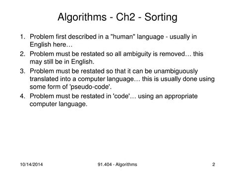 Ppt Algorithms Ch2 Sorting Powerpoint Presentation Free Download