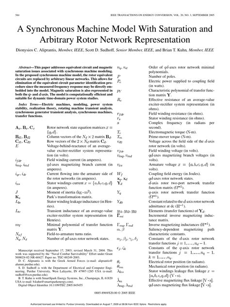 Pdf A Synchronous Machine Model With Saturation And Arbitrary Rotor