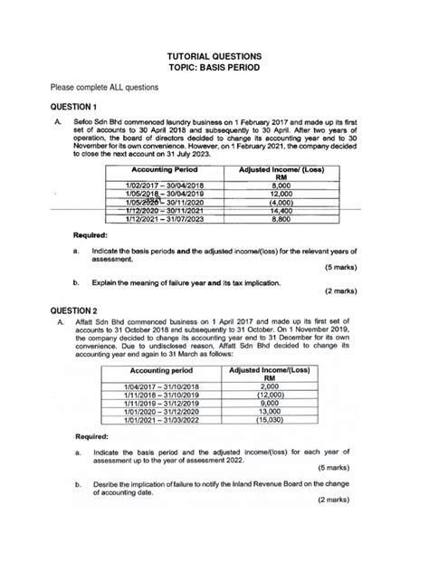 Tutorial Questions Basis Period Pdf
