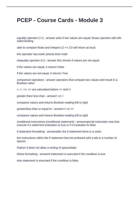 Pcep Course Cards Module 3 Questions And Answers 2024 Pcep
