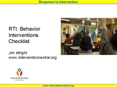 Response To Intervention RTI Behavior Interventions Checklist Jim