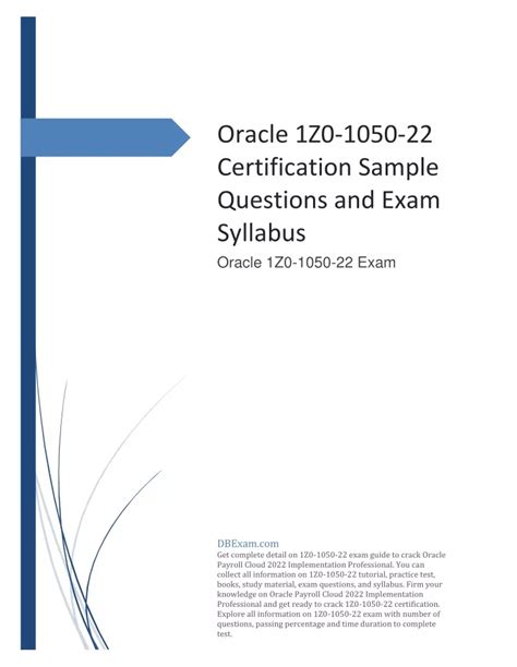 PPT Oracle Z Certification Sample Questions And Exam Syllabus PowerPoint