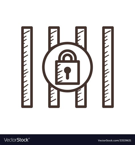 Jail With Padlock Line Style Icon Design Vector Image