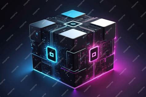premium photo big data cube quantum computer server concept background 3d blockchain cube