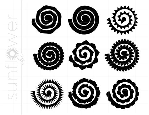 rolled paper flower svg rolled flower die cut templates etsy