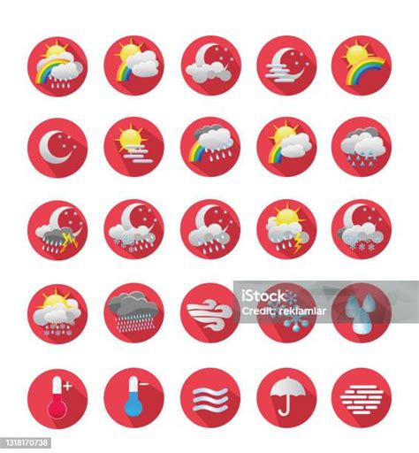 날씨 예보 기상 아이콘 평면 디자인 벡터 아이콘 스톡 일러스트 세트 다채로운 일기 예보 디자인 요소 모바일 애플 리케이션과