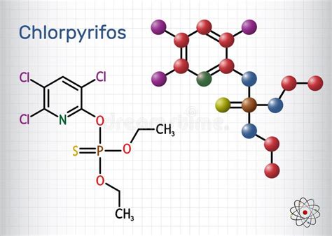 Chlorpyrifos Organophosphate Pesticide Molecule Stock Illustrations 9 Chlorpyrifos