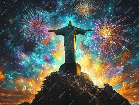 Christ The Redeemer Rio De Janeiro Fireworks New Years Eve Celebration