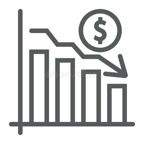 Decrease Thin Line Icon Reduction And Analytics Stock Vector